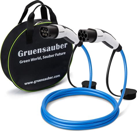 Gruensauber Typ 2 Ladekabel für EV Elektroautos PHEV 11kW 16A 5