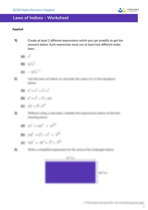 SOLUTION Third Space Learning Laws Of Indices Gcse Worksheet Studypool