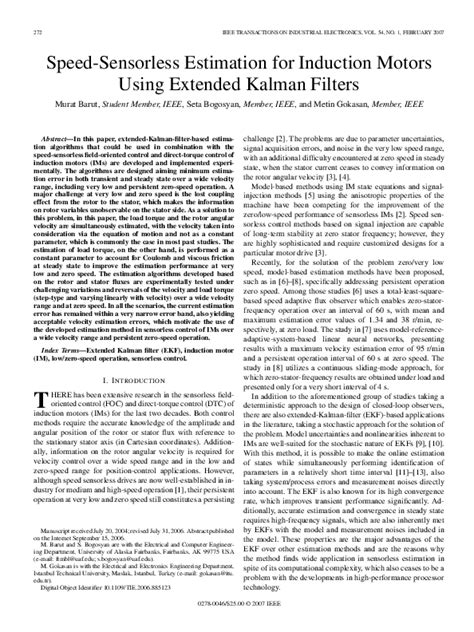 pdf speed sensorless estimation for induction motors using extended kalman filters thuan