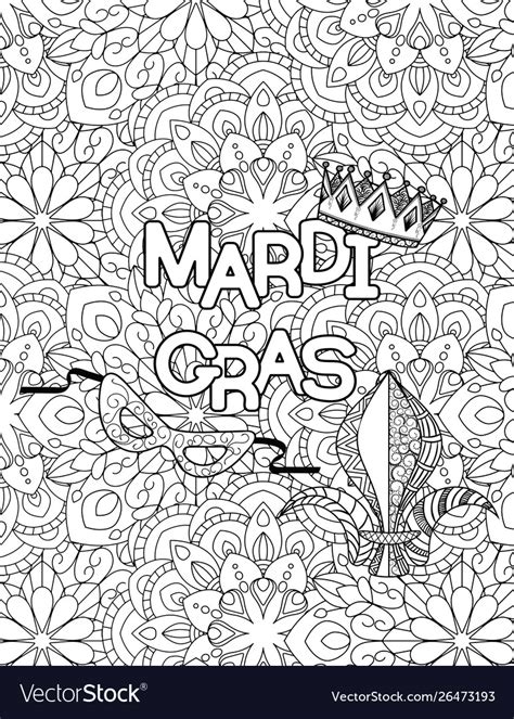 Mardi Gras Coloring Page Royalty Free Vector Image