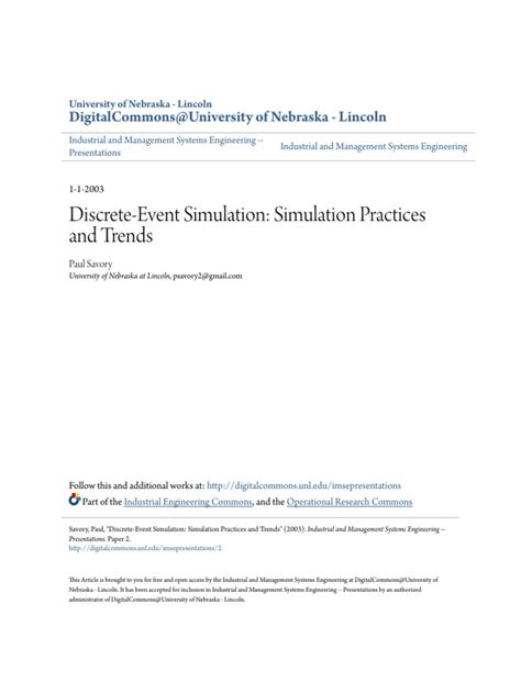 discrete event simulation simulation practices and trends digitalcommons university of