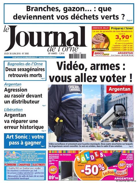 Découvrez la Une du Journal de l Orne du jeudi 30 juin 2016 Le