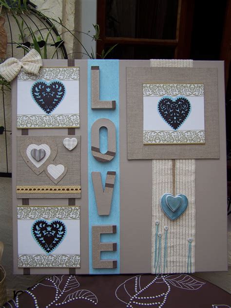 TOILE sur CHASSIS thème COEUR peinture acrylique serviettage sur