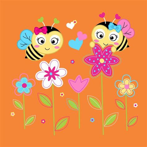Linda Abeja Linda Miel Vector Ilustraci N De Dibujos Animados Vector