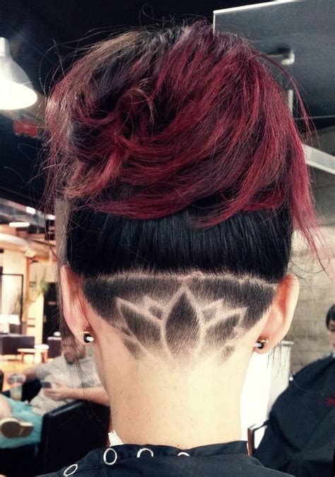 Undercut Long Hair Maroon Hair Shaved Hair Designs