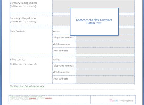 New Customer Form MS Word Caseron Cloud Accounting