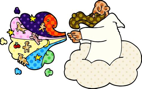 caricatura garabato dios creación universo 12168837 Vector en Vecteezy