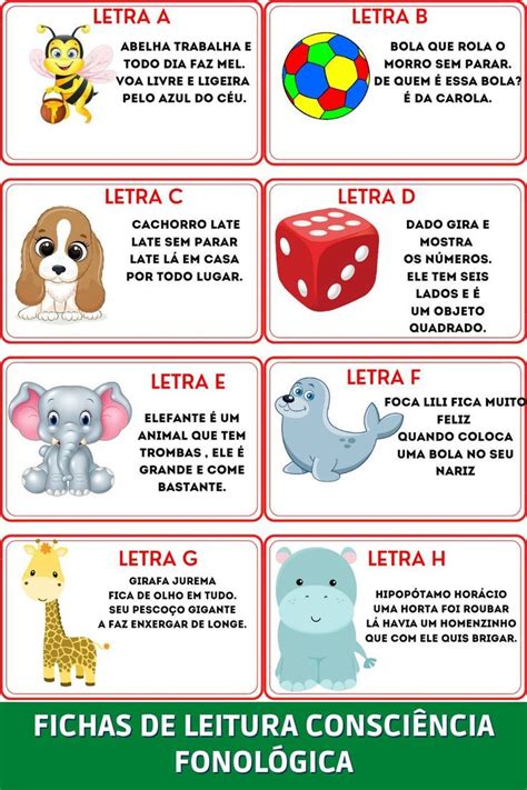 Fichas de leitura consciÊncia fonolÓgica Artofit