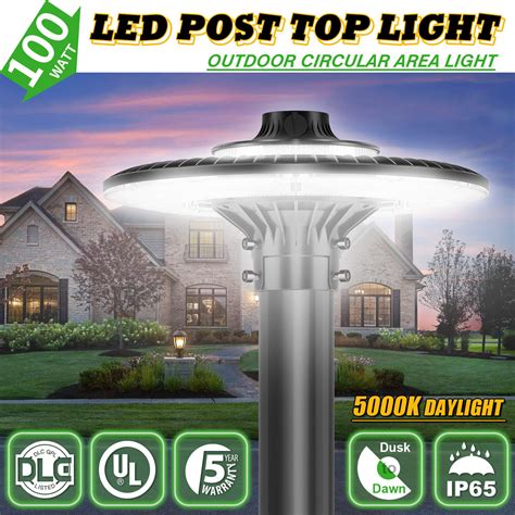 Outdoor Led Post Top Light 100W With Photocell 14 000Lm 5000K Daylight