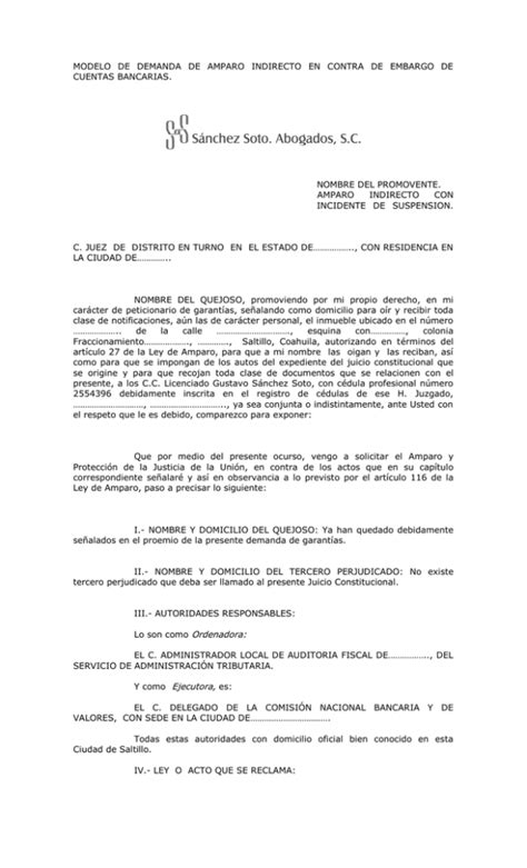 Modelo De Demanda De Amparo Indirecto En Materia Penal Noticias Modelo