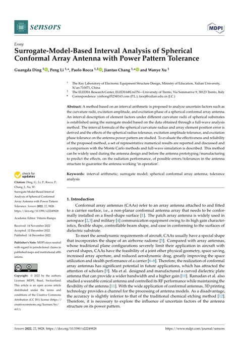 pdf surrogate model based interval analysis of spherical conformal array antenna with power