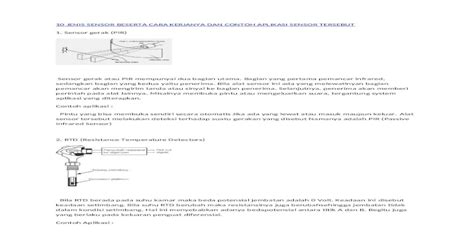 10 Jenis Sensor Beserta Cara Kerjanya Dan Contoh Aplikasi Sensor Tersebut Docx Document