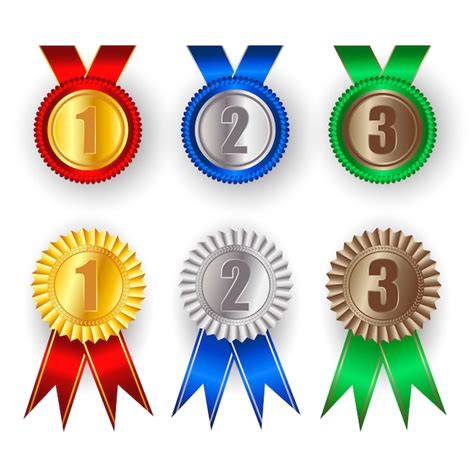 Premium Vector Set Of Gold Silver And Bronze Award Medal