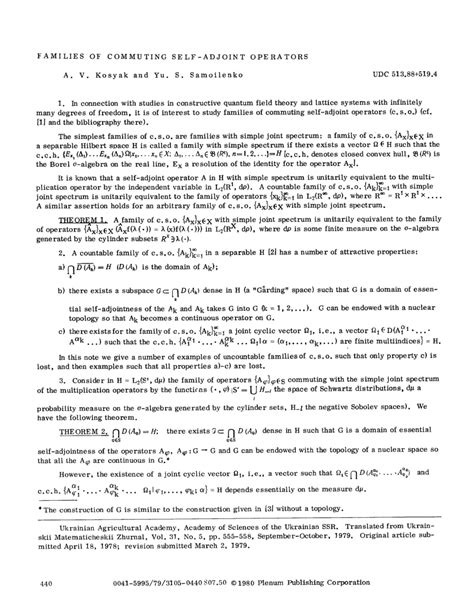 pdf families of commuting self adjoint operators