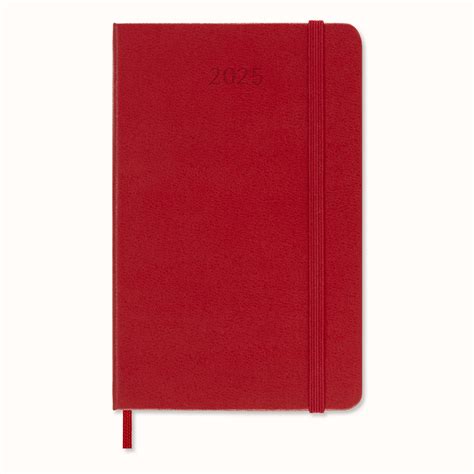 Classic Planner 2025 Pocket Weekly Hard Cover 12 Months Scarlet Red
