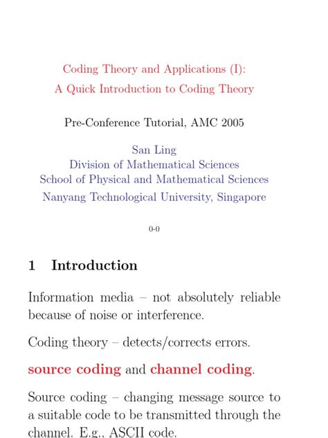 coding theory and applications i a quick introduction to coding theory pdf forward error