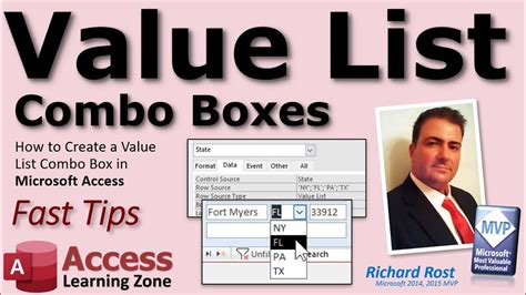 How To Create A Value List Combo Box Microsoft Access Youtube