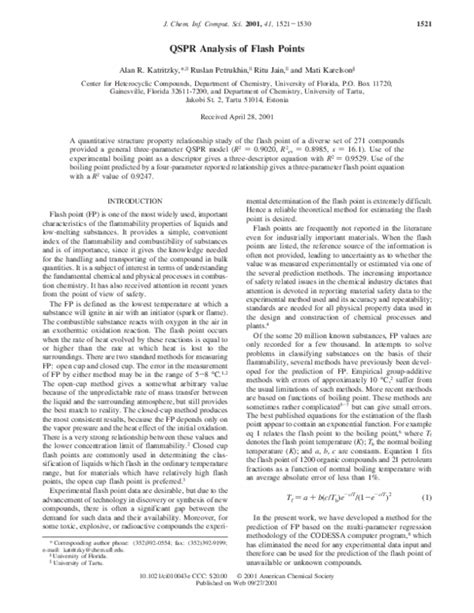 pdf qspr analysis of flash points ritu jain