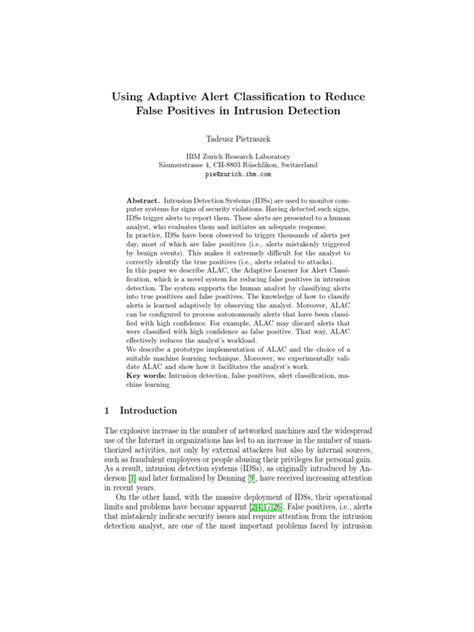 using adaptive alert classification to reduce false positives in intrusion detection pdf