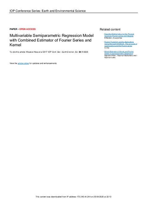 pdf multivariable semiparametric regression model with combined estimator of fourier series