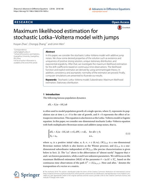 pdf maximum likelihood estimation for stochastic lotka volterra model with jumps