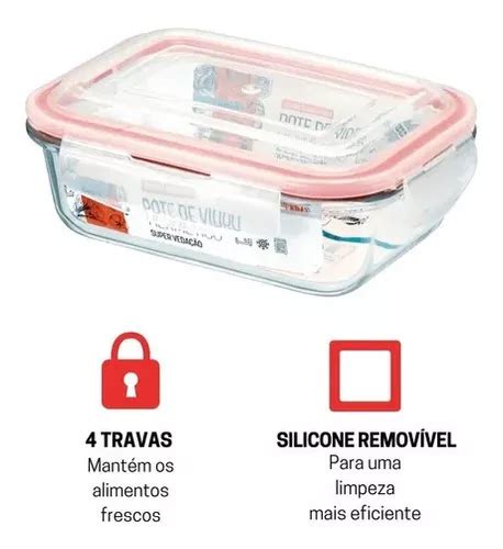 Pote Herm Tico De Vidro Marmita Kit C De Ml C Travas R Em