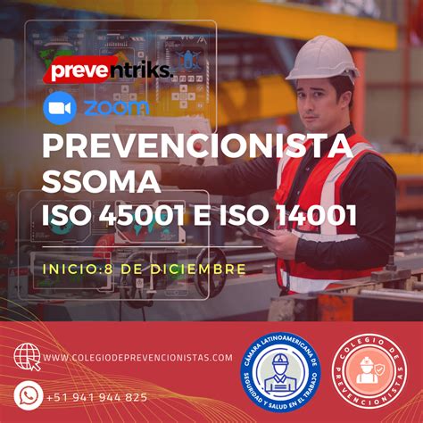 Prevencionista De Riesgos Laborales SSOMA ISO 45001 E ISO 14001