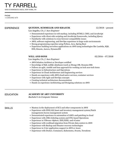Aws Engineer Resume Samples Velvet Jobs