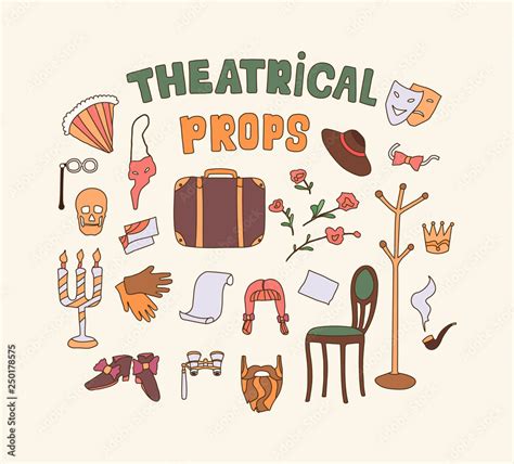 Flat Vector Illustration Of Theater Props Dramatic Theater Things