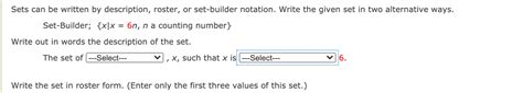 solved sets can be written by description roster or