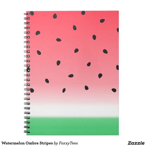 A Spiral Notebook With Watermelon Slices On The Front And Green White