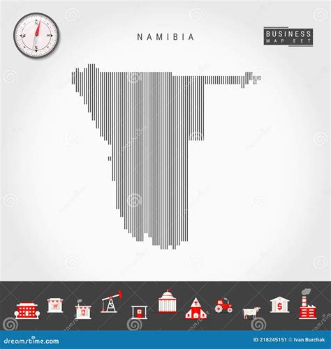 Vector Líneas Verticales Mapa De Namibia Silueta Rayada De Namibia