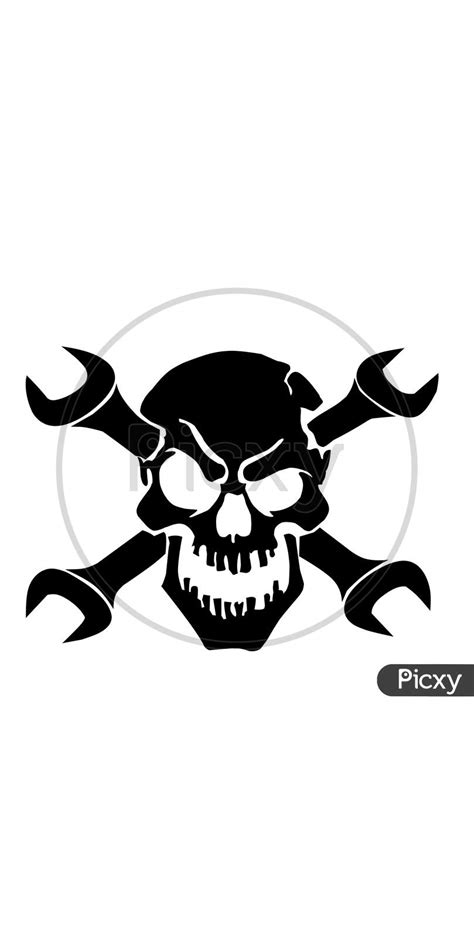 Image Of 2 Pack Skull With Wrenches Or Skull With Pistons Mechanic