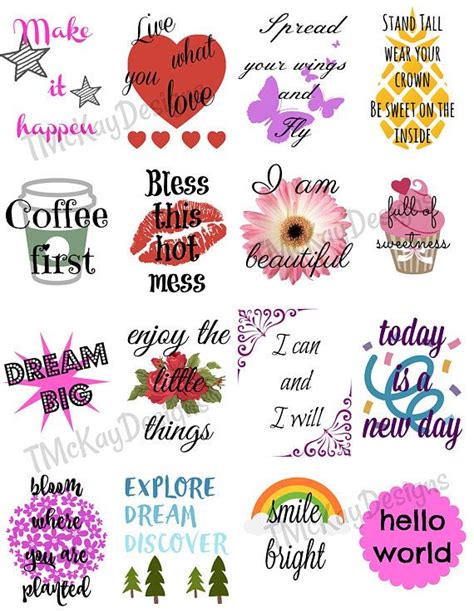 Inspirational Quote Stickers Planner Stickers Printable Stickers