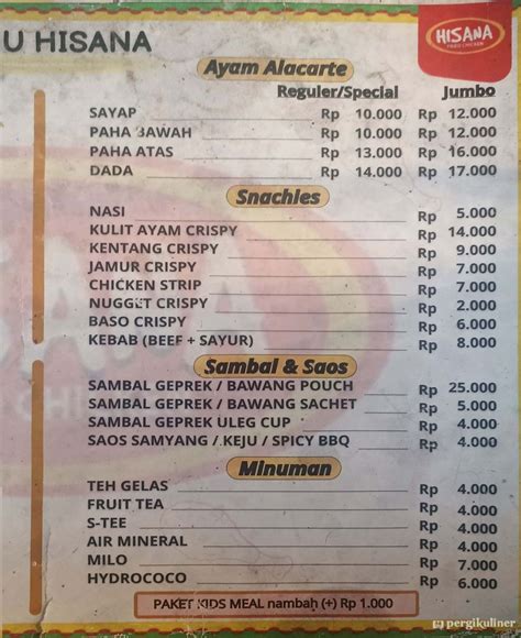 Selalu Diperbarui Menu Hisana Fried Chicken Rungkut Surabaya