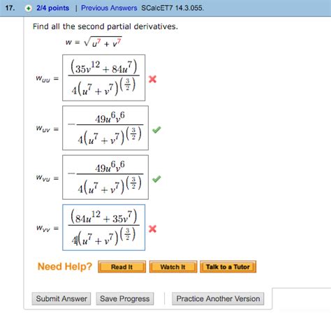 solved find all the second partial derivatives w u 7