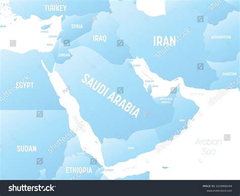 Middle East Detailed Political Map Lables Stock Vector Royalty Free