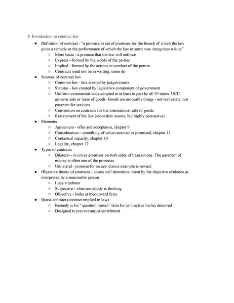 bsad 234 notes part 2 8 introduction to contract law definition of contract “a promise or