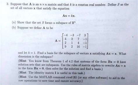 solved suppose that a is an matrix and that kis constan real number define s as the set of all