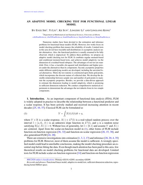pdf an adaptive model checking test for functional linear model