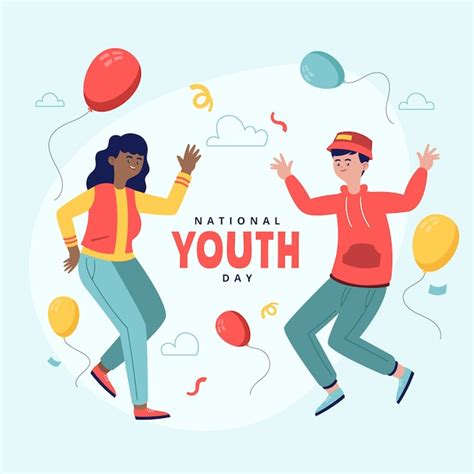 Dibujado a mano ilustración plana del día nacional de la juventud