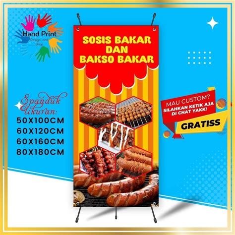 Jual SPANDUK BANNER Jualan Sosis Dan Bakso Bakar Seafood Bakar MMT