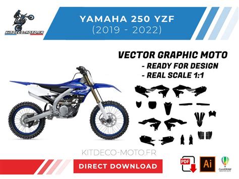 Template Yamaha 250 YZF 2019 2022 Vector Boutique Kit Déco Moto