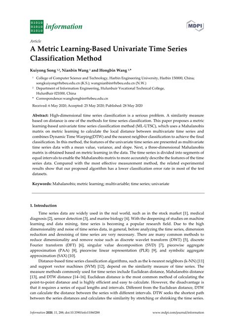 download pdf a metric learning based univariate time series classification method