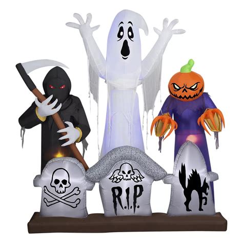 Gemmy 9 5 Airblown Inflatable Ghoul Trio With ShortCircuit Light And