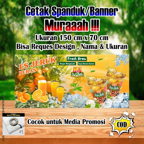 Spanduk Banner Es Jeruk Es Te Poci Ukuran 150 Cm X 70 Cm Lazada