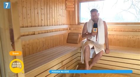 Dzień Dobry TVN Jędrzejak rozkraczył się w saunie Odsłonił za dużo