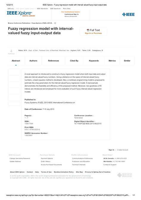 pdf fuzzy regression model with interval valued fuzzy input output data
