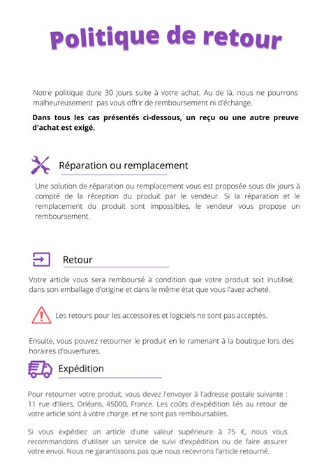 Politique De Retours Et Garanties