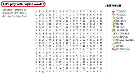 Mots mêlés faciles en anglais pour travailler le vocabulaire courant